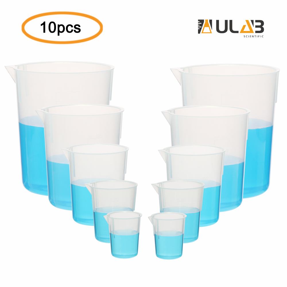 ULAB Scientific Plastic Beaker Set, 5 Sizes 50ml 100ml 250ml 500ml ...