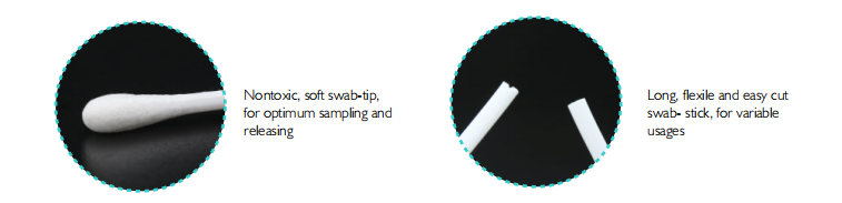 Collection Swabs, Dim. 2.2x150mm(6''), Tip approx. 5mm